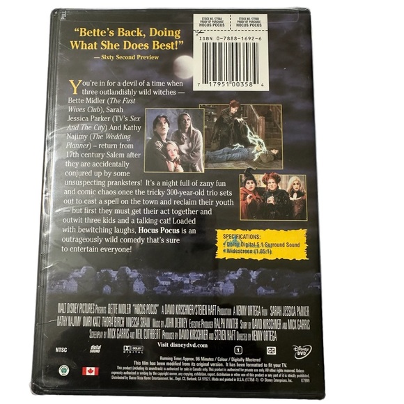 Disney | Media | Disney Hocus Pocus 993 Dvd Movie Sealed In Packaging ...